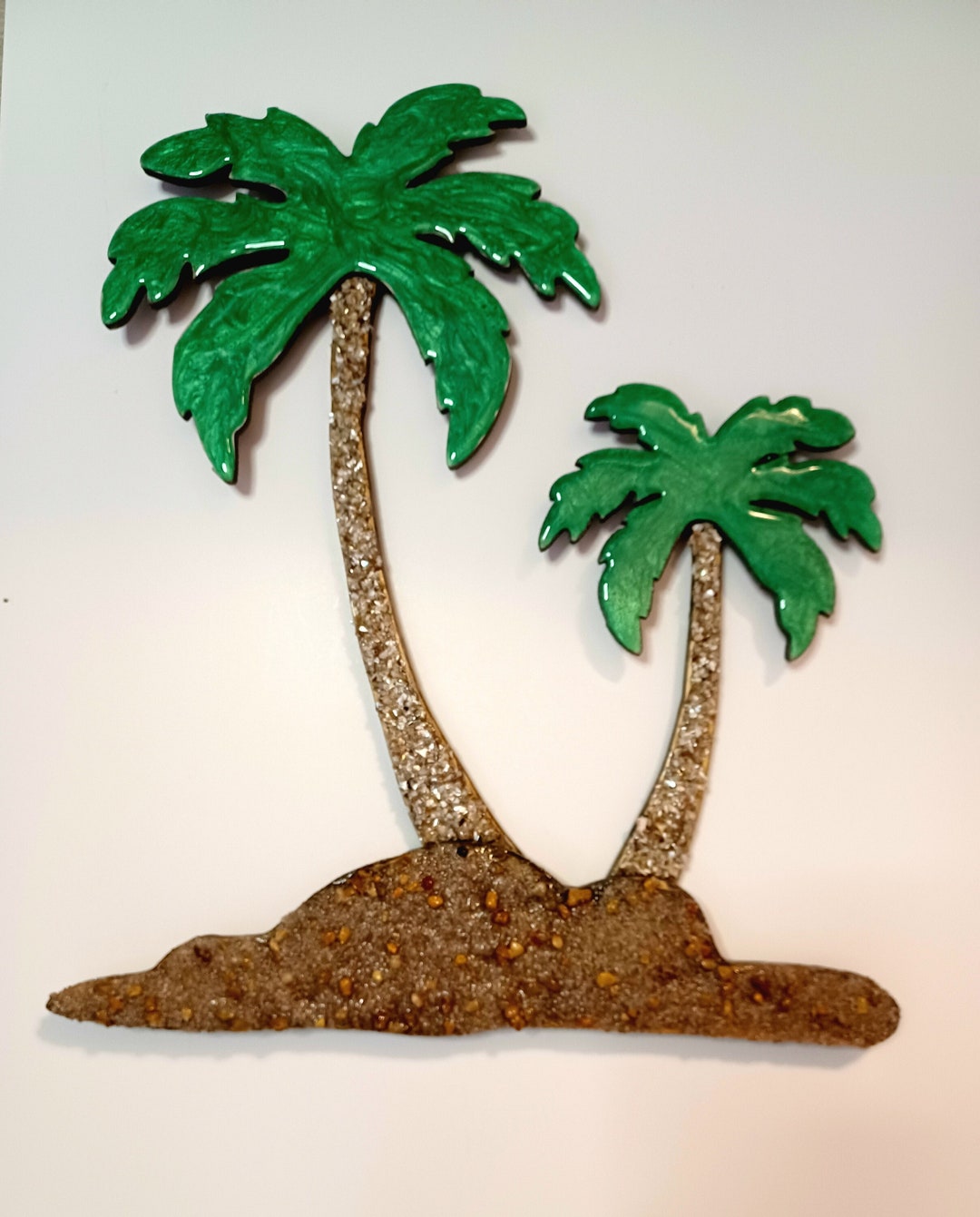 2 Tropical Palm Trees Wall Art Set in Epoxy Resin for Beach House ...