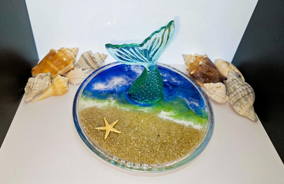 Ocean Dreams Mermaid Tail Coaster – Glass & Resin With Sand - Etsy