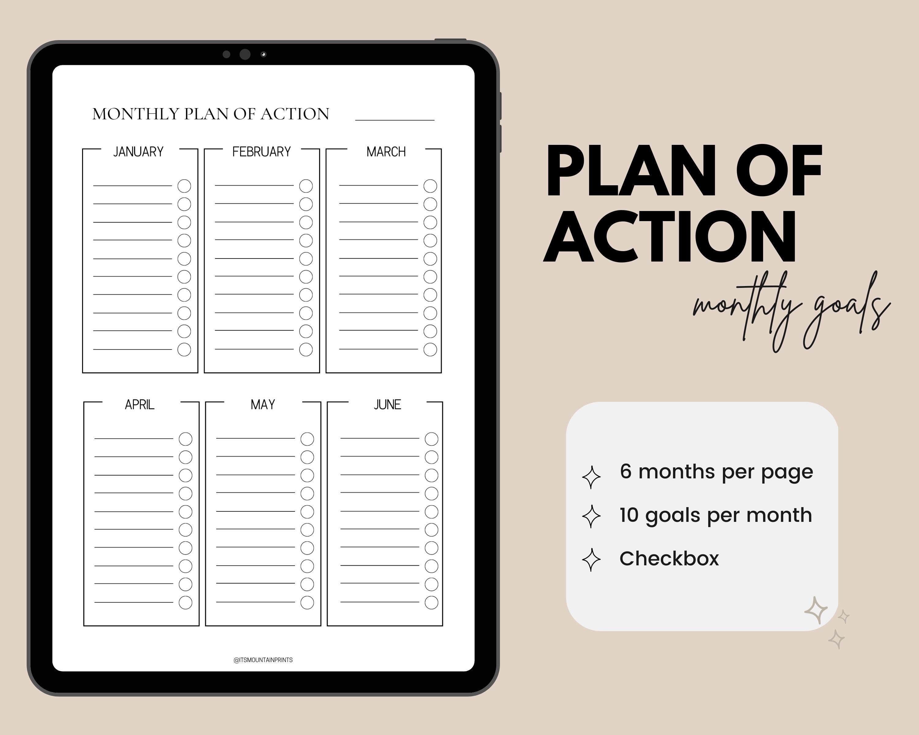 Monthly Plan of Action Goal Tracker | Monthly Plan of Action Goal ...
