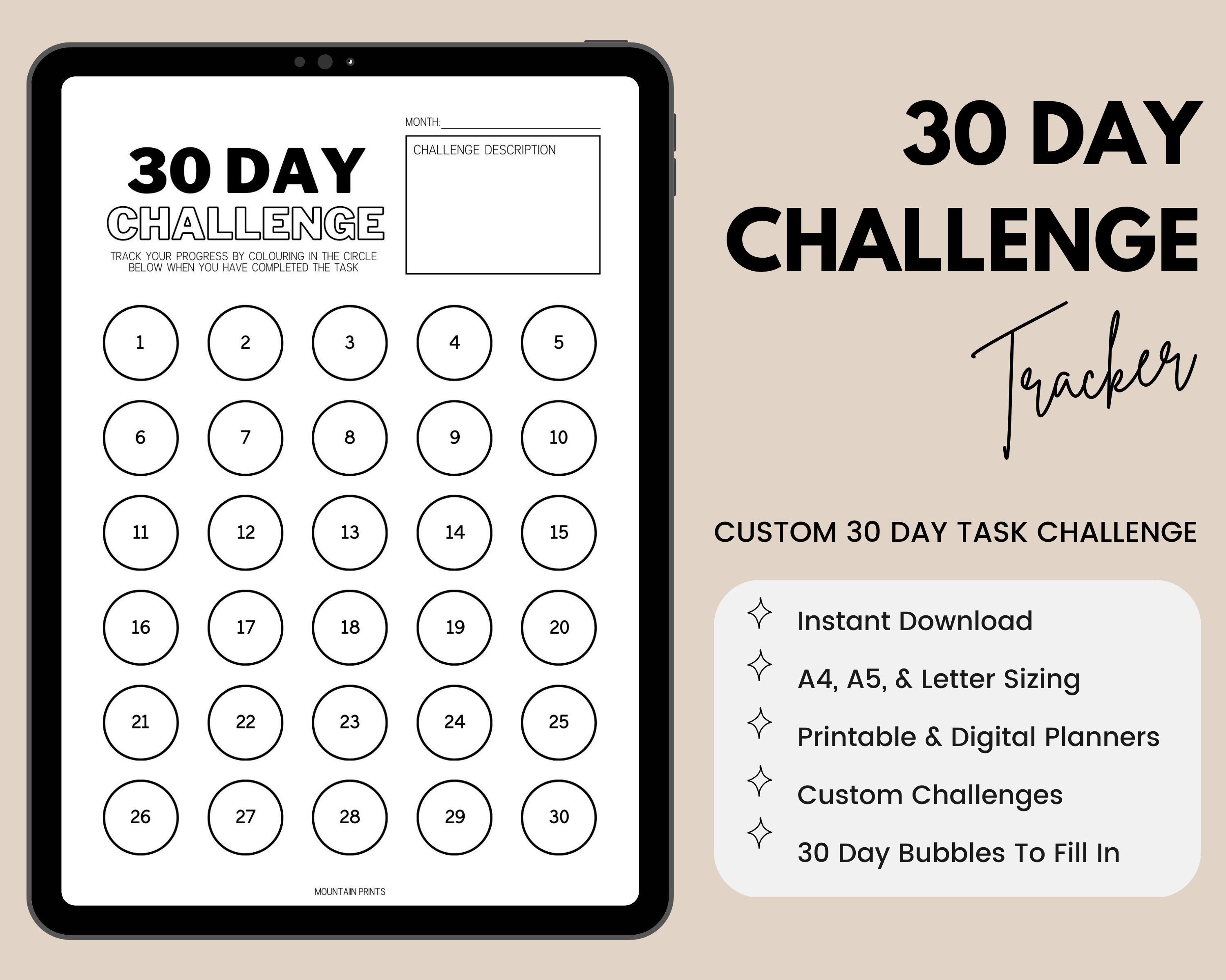 Habit Tracker | Custom Habittracker | 30 Day Challenge Habit Tracker - Etsy