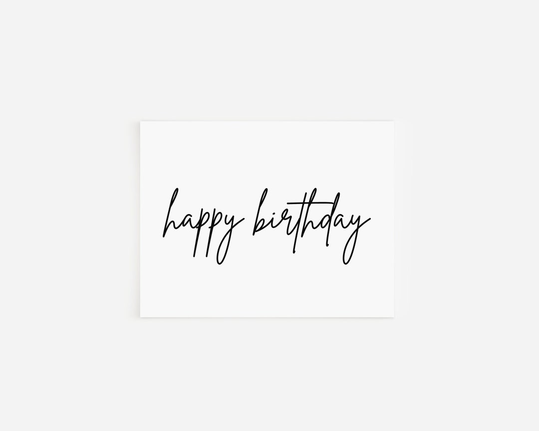 Happy Birthday Gold Foil Greeting Card Simple Cursive Happy Birthday ...
