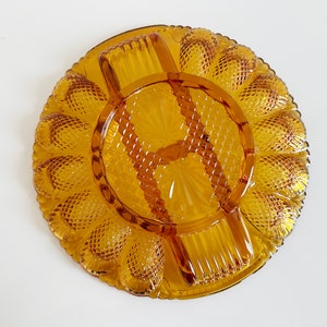 Smith Amber Glass Deviled Egg and Divided Relish Plate #567 Mid-century ...