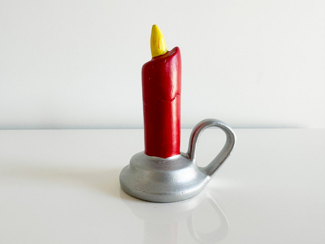 Small Red Ceramic Christmas Candle Homemade Vintage - Etsy