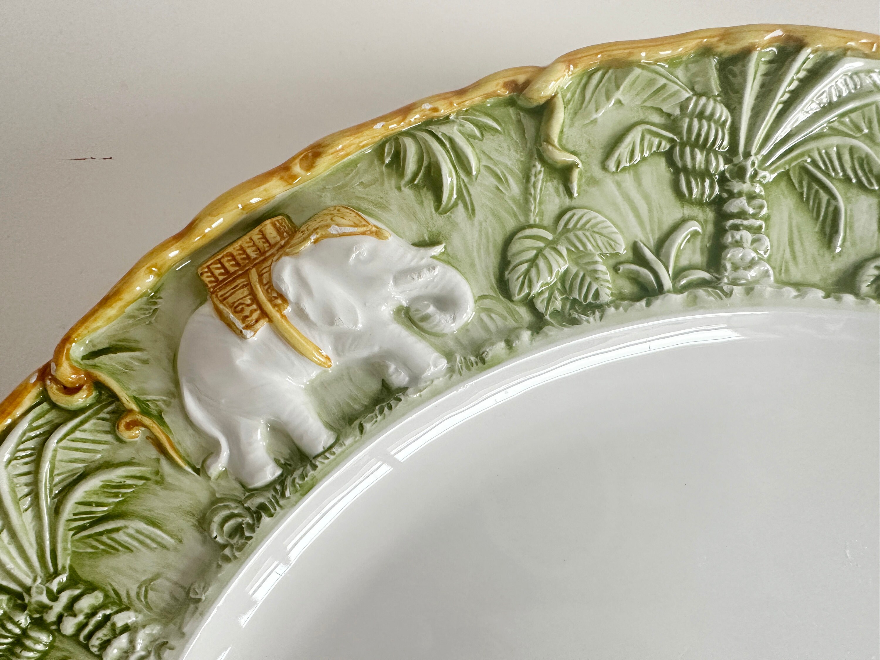 Elephant & Banana Tree Tropical Majolica Style 14 Serving Platter by ...