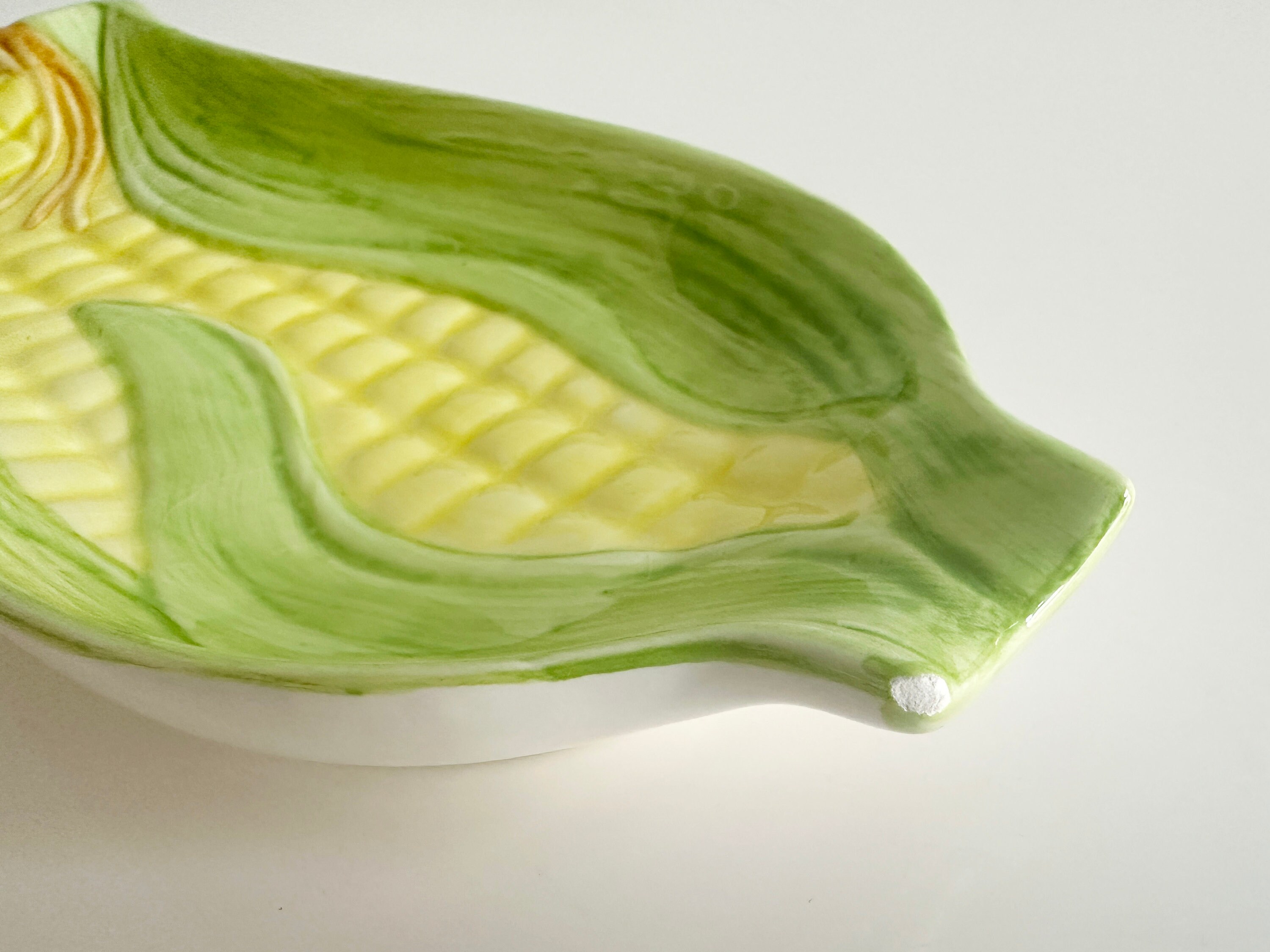 Ear of Corn on the Cob Ceramic Spoon Rest Yellow Green Farmhouse ...