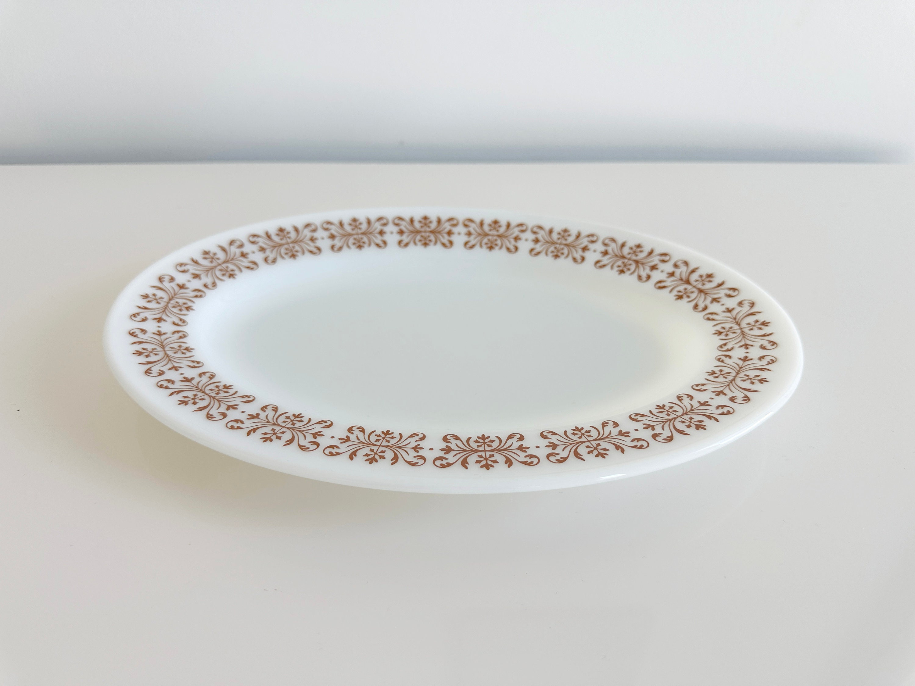 Copper Filigree Scroll 11 Oval Ovenproof Glass Serving Platter by Pyrex ...
