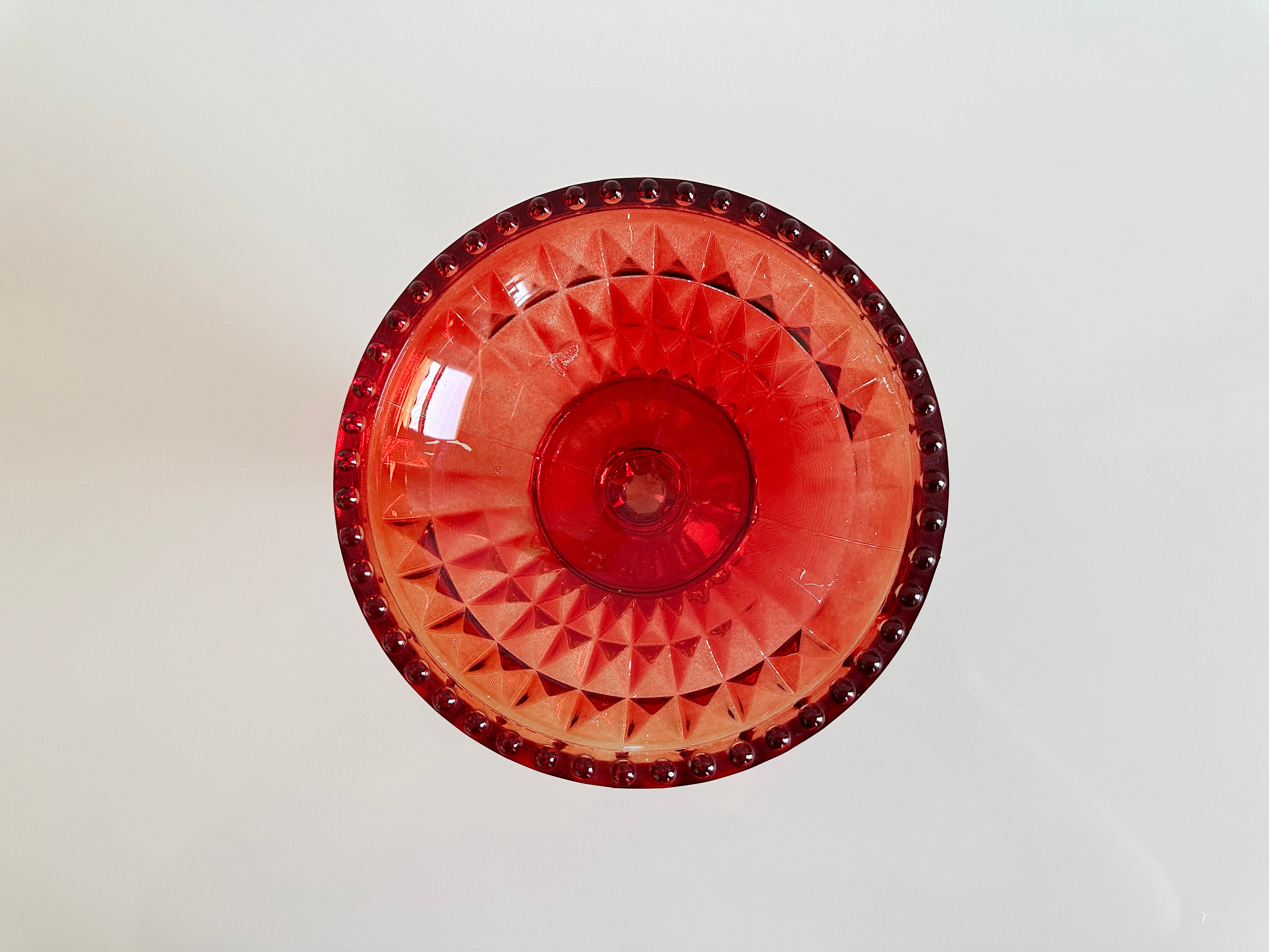 Red Flashed Pressed Glass Hobnail Candy Dish Vintage 1950s - Etsy