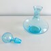 Turquoise Liquor Decanter Glass Bottle With 3 Glasses Grappa ...