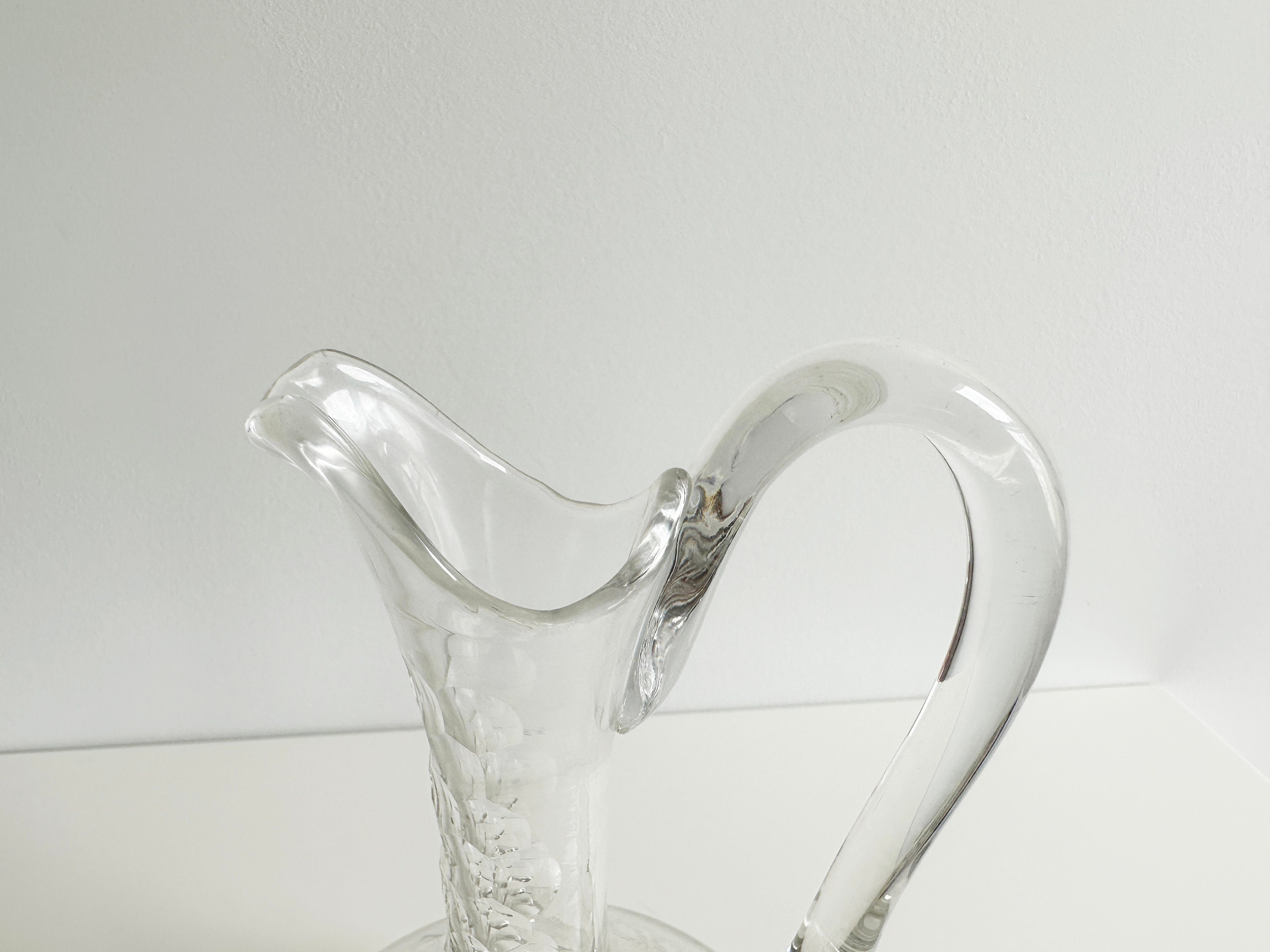 Etched and Engraved Cut Glass Amphora Narrow Neck Pitcher Vase - Etsy