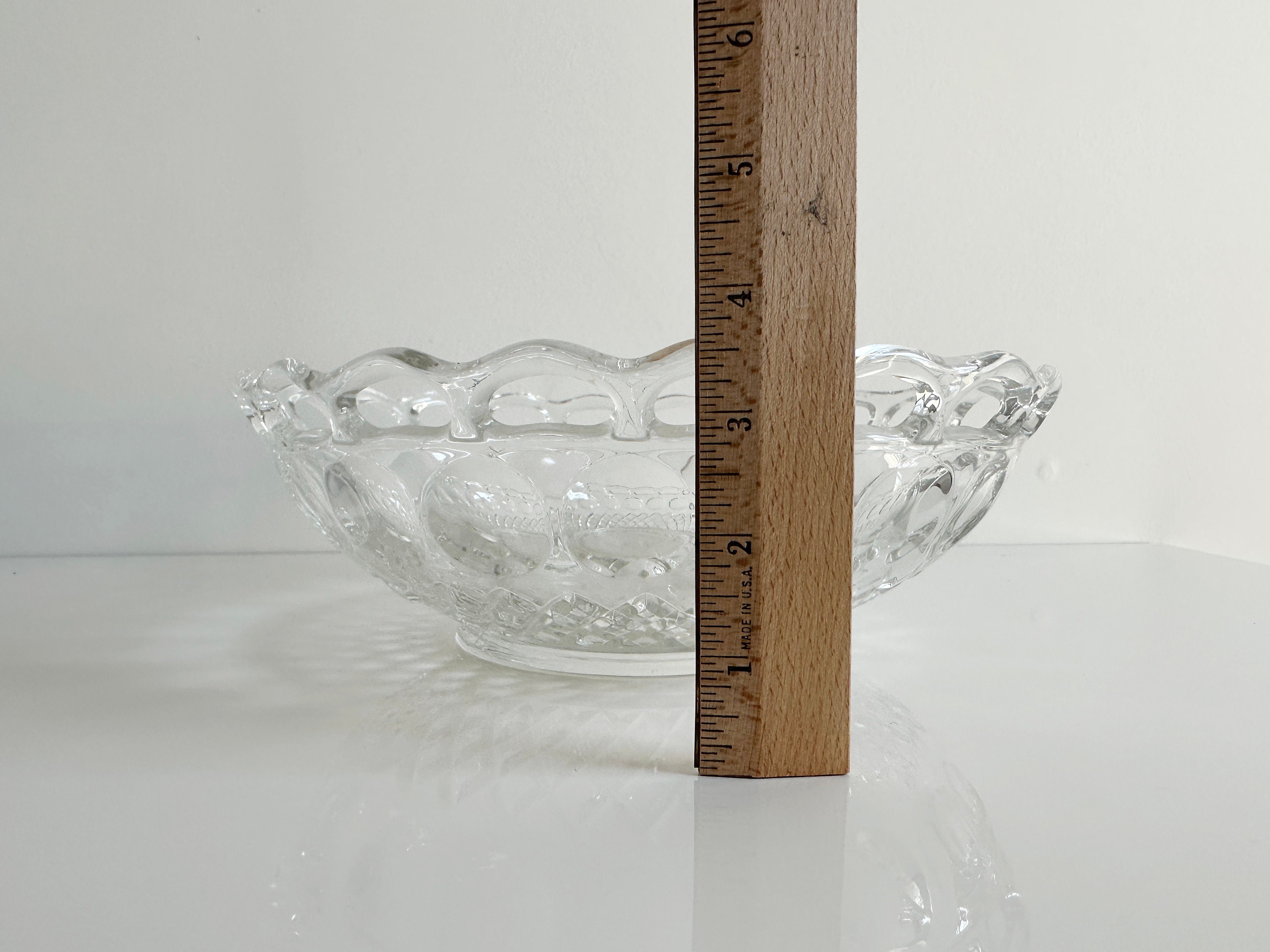 Lace Edge Clear Glass Bowl Scalloped Rim Centerpiece Vintage 1960s - Etsy
