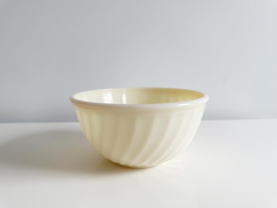 Fire King Swirl Ivory White Milk Glass Bowl by Anchor Hocking Vintage ...