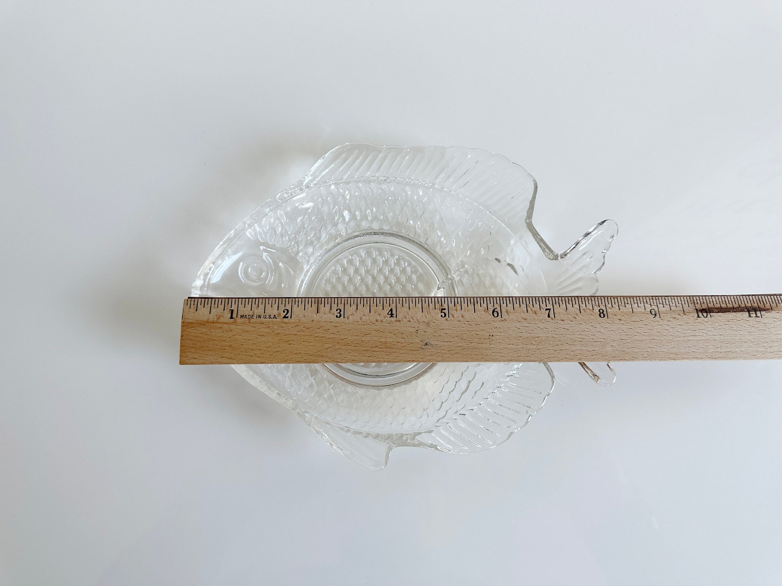 Anchor Hocking Pressed Glass Fish Plates Luncheon Dishes & 15" Platter ...