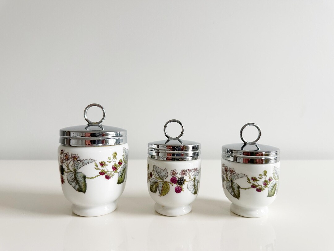 Lavinia Royal Worcester Porcelain Egg Coddlers Berries England Vintage ...