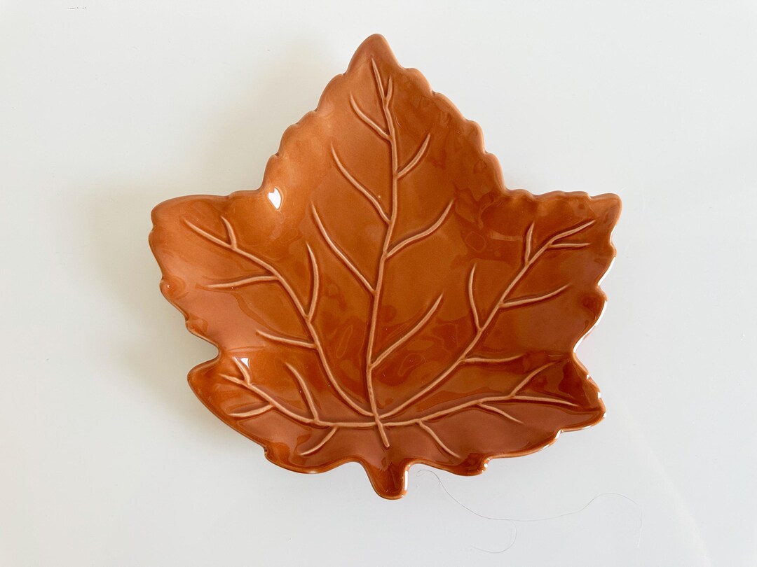 Ceramic Maple Leaf Stoneware Orange Decorative Plate by Harvest Vintage - Etsy