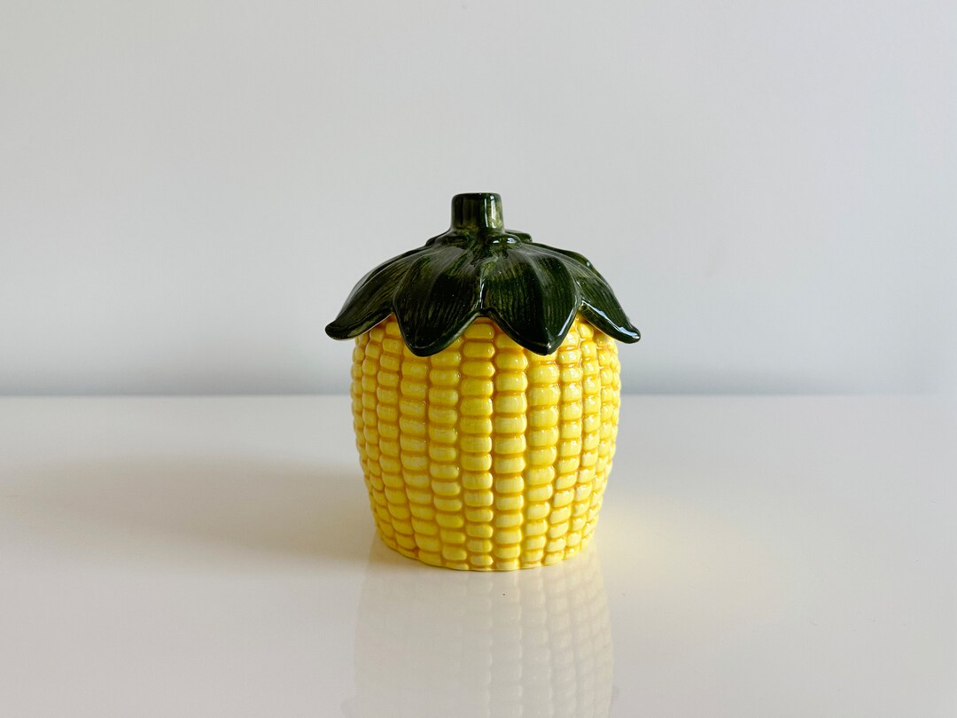 Ceramic Corn Cob Canister With Lid Vintage - Etsy