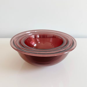 Cranberry Pink Pyrex Originals Glass Nesting Bowls: Individual ...