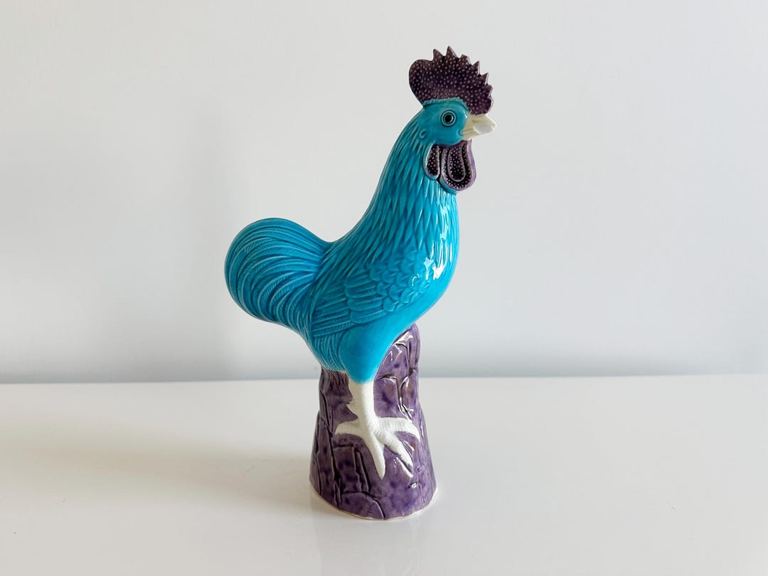 Chinese Turquoise Blue Porcelain Rooster Figurine Ceramic Vintage - Etsy