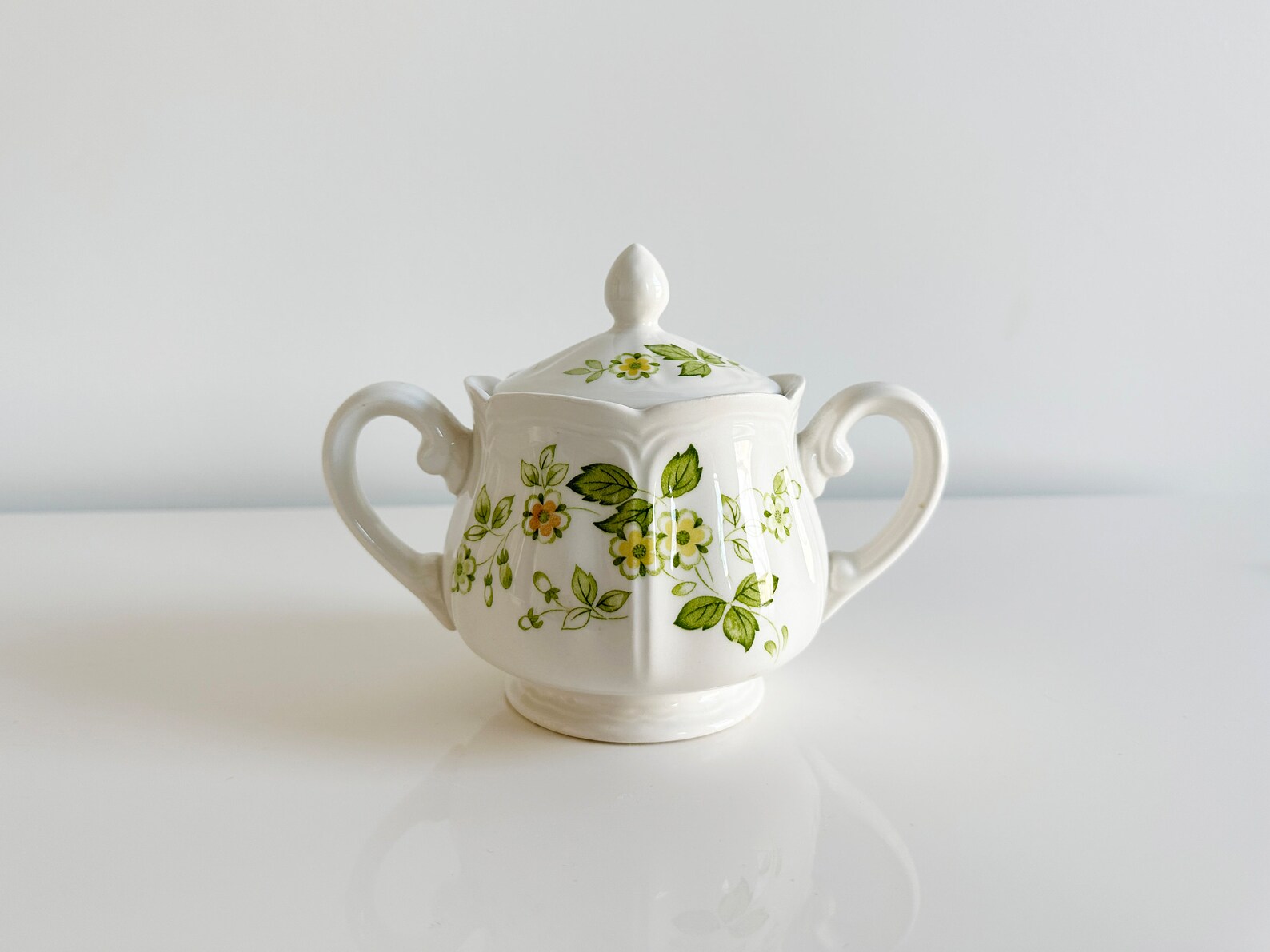 Sears Green Ironstone Petite Flora Mixed Lot: Plates, Sugar, Creamer ...