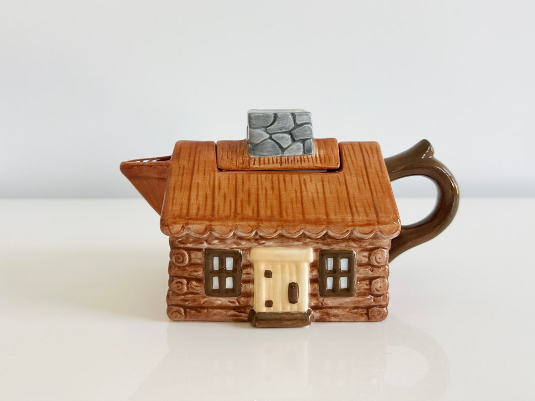 Rustic Log Cabin Individual Ceramic Teapot China Vintage - Etsy