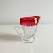 Diamond Point Ruby Red Flashed Creamer & Open Sugar by Indiana Glass ...
