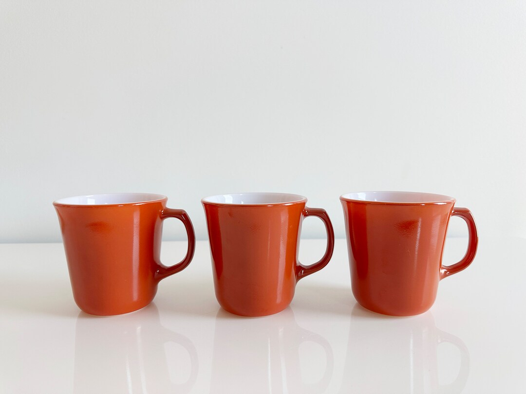 Pyrex Burnt Orange 6oz D-style Handle Coffee Mug by Corning USA Vintage ...