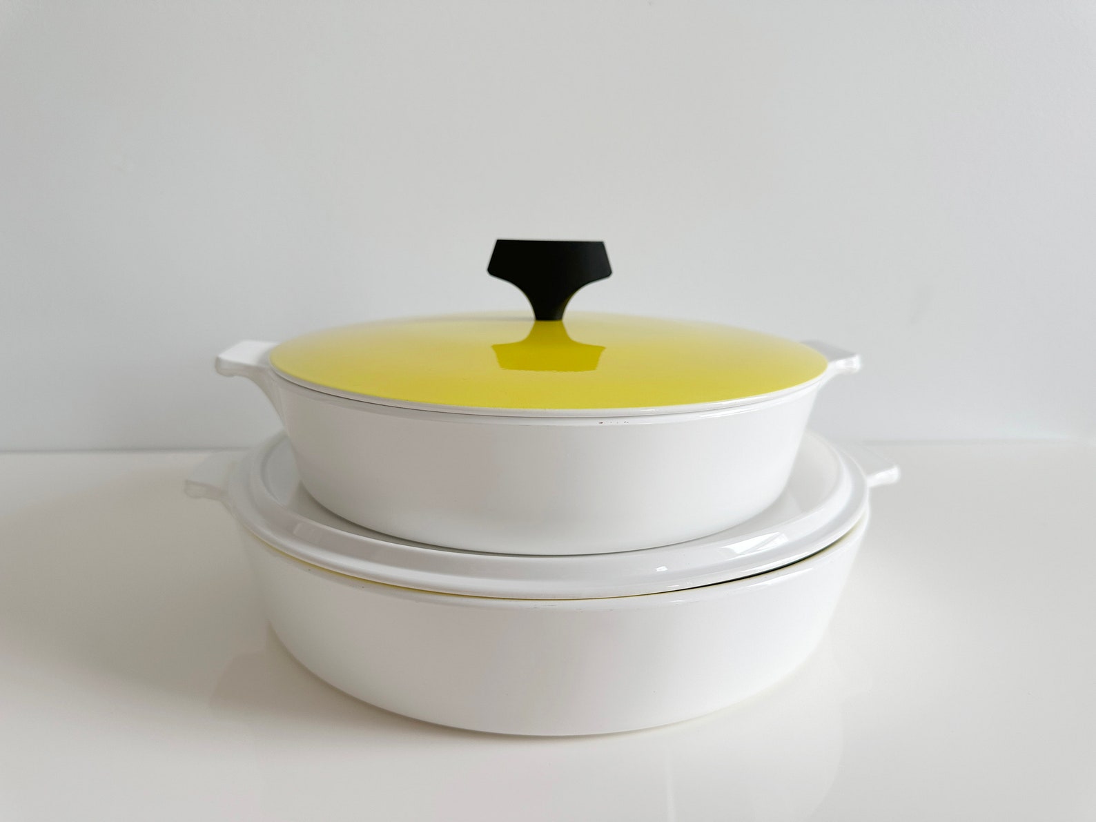 Corning Ware Buffet Servers and Skillets White & Yellow USA Vintage ...