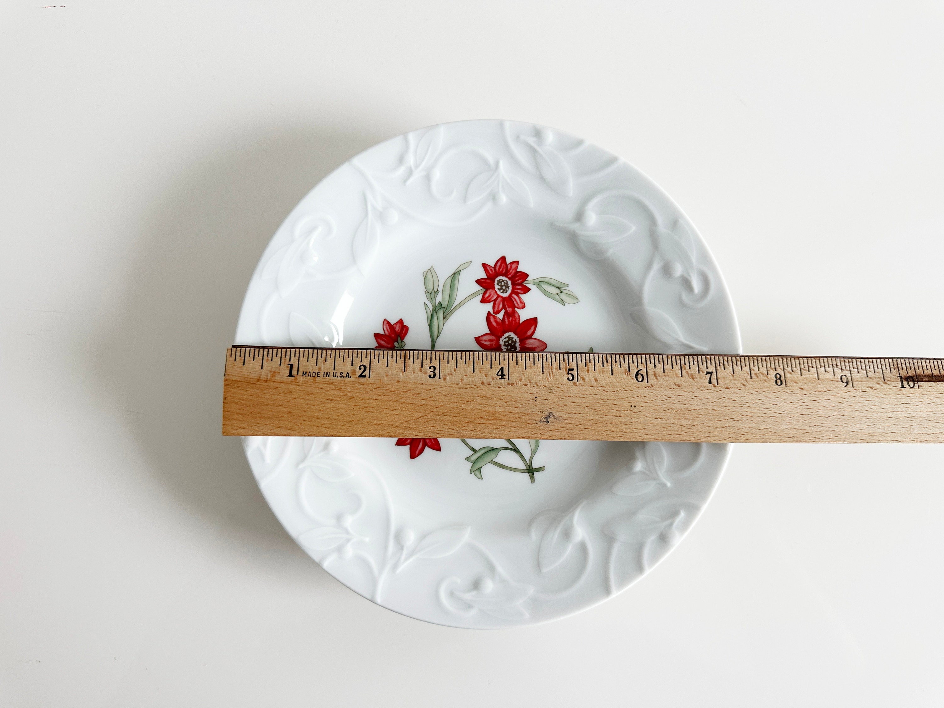 Set of 3 Dansk Floating Leaves Floral Salad Dessert Plates Portugal ...