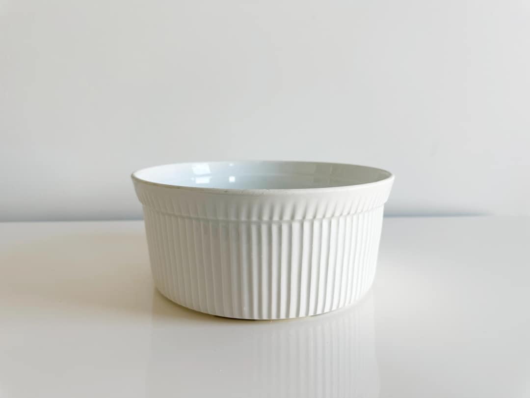Apilco 8.5" Fluted Porcelain Souffle Dish France Vintage - Etsy