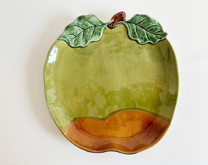 Large Green Apple Shaped Serving Platter Fruit Plate Certified ...