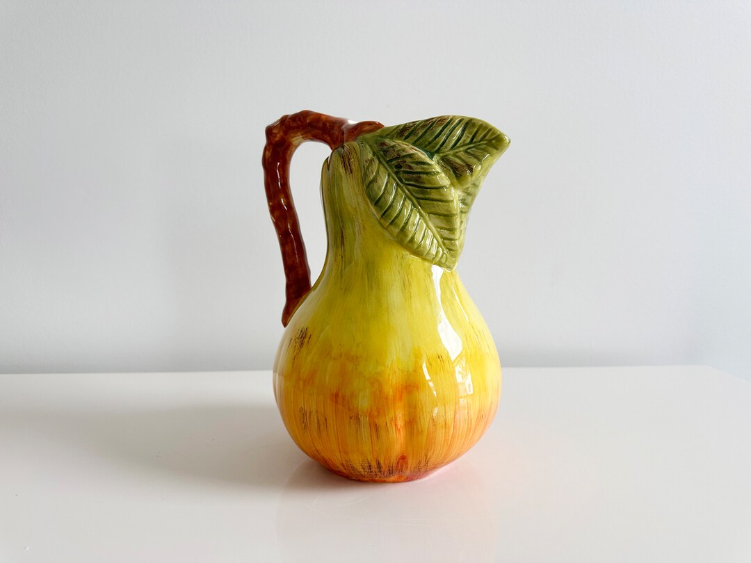 Pear Ceramic Fruit Pitcher Handpainted by Fruttiera Vintage - Etsy