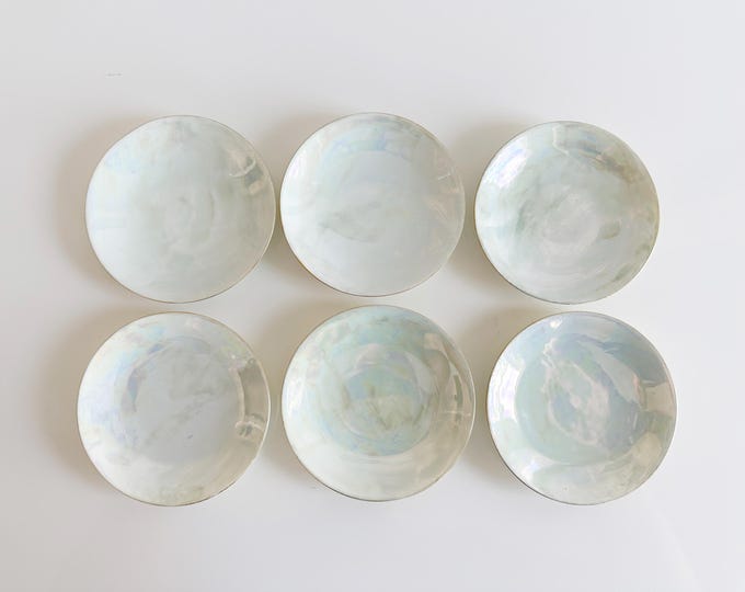 Set of 6 Iridescent Pearl Shell Tea Plates With Gold Metallic Rim ...