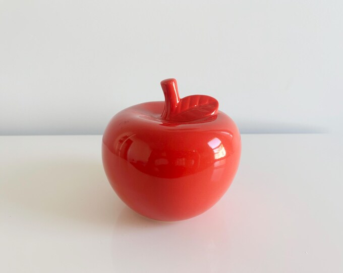 Glossy Red Ceramic Apple With Stem - Etsy