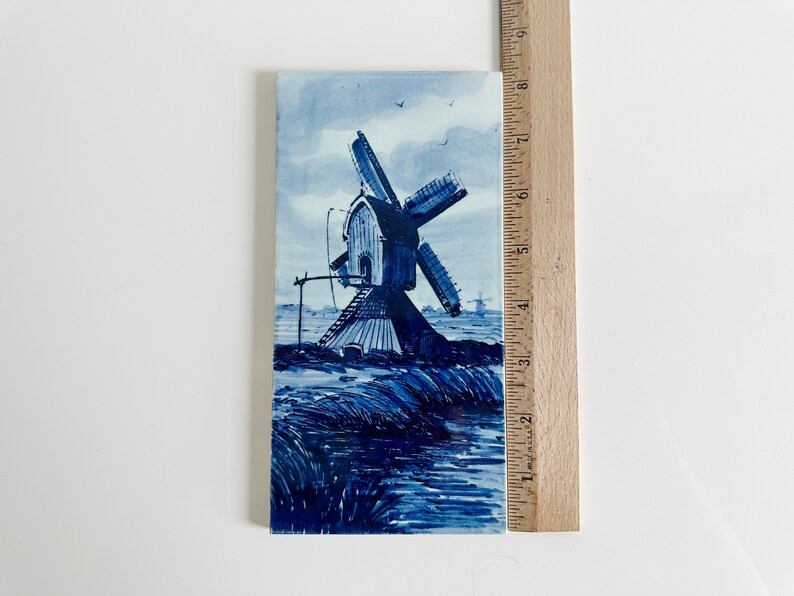 Royal Delft Blue Windmill Dutch Hand-painted Art Tile 8 - Etsy