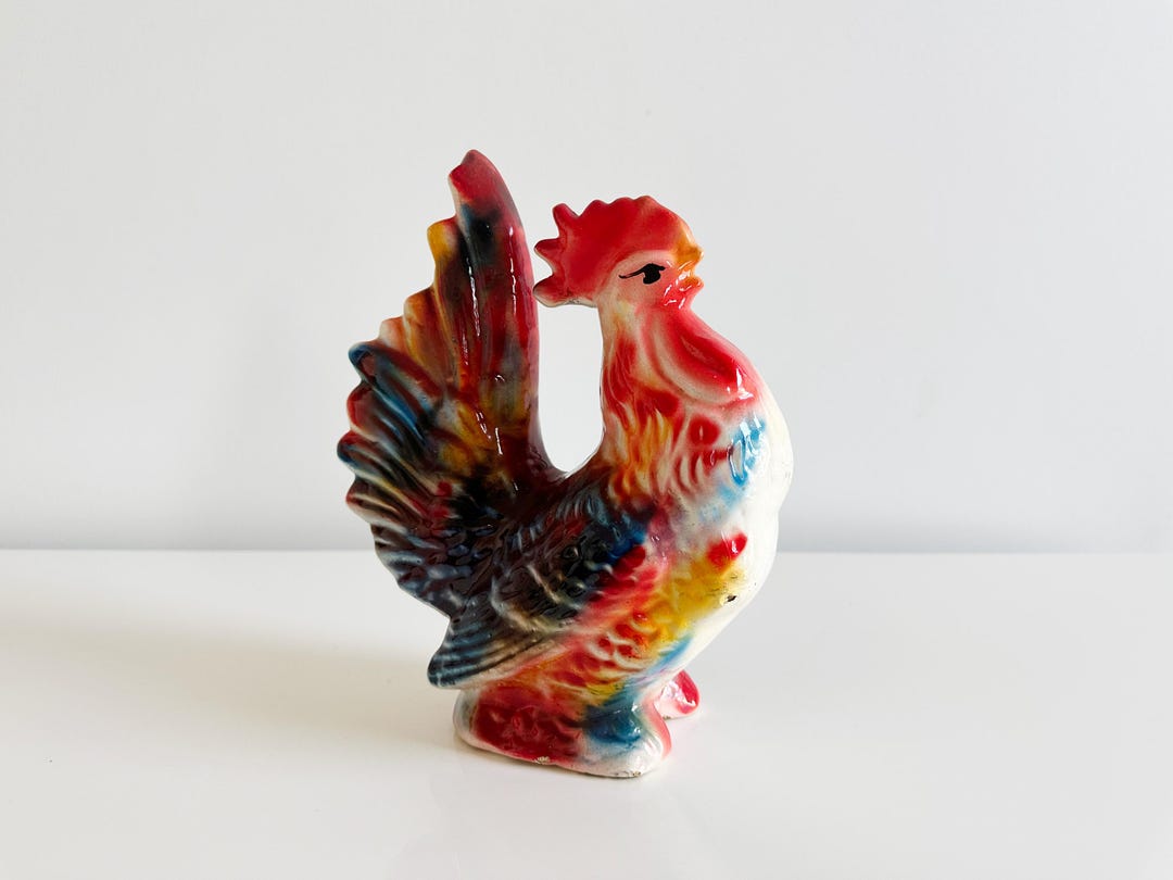 Colorful Ceramic Rooster Figurine Vintage - Etsy