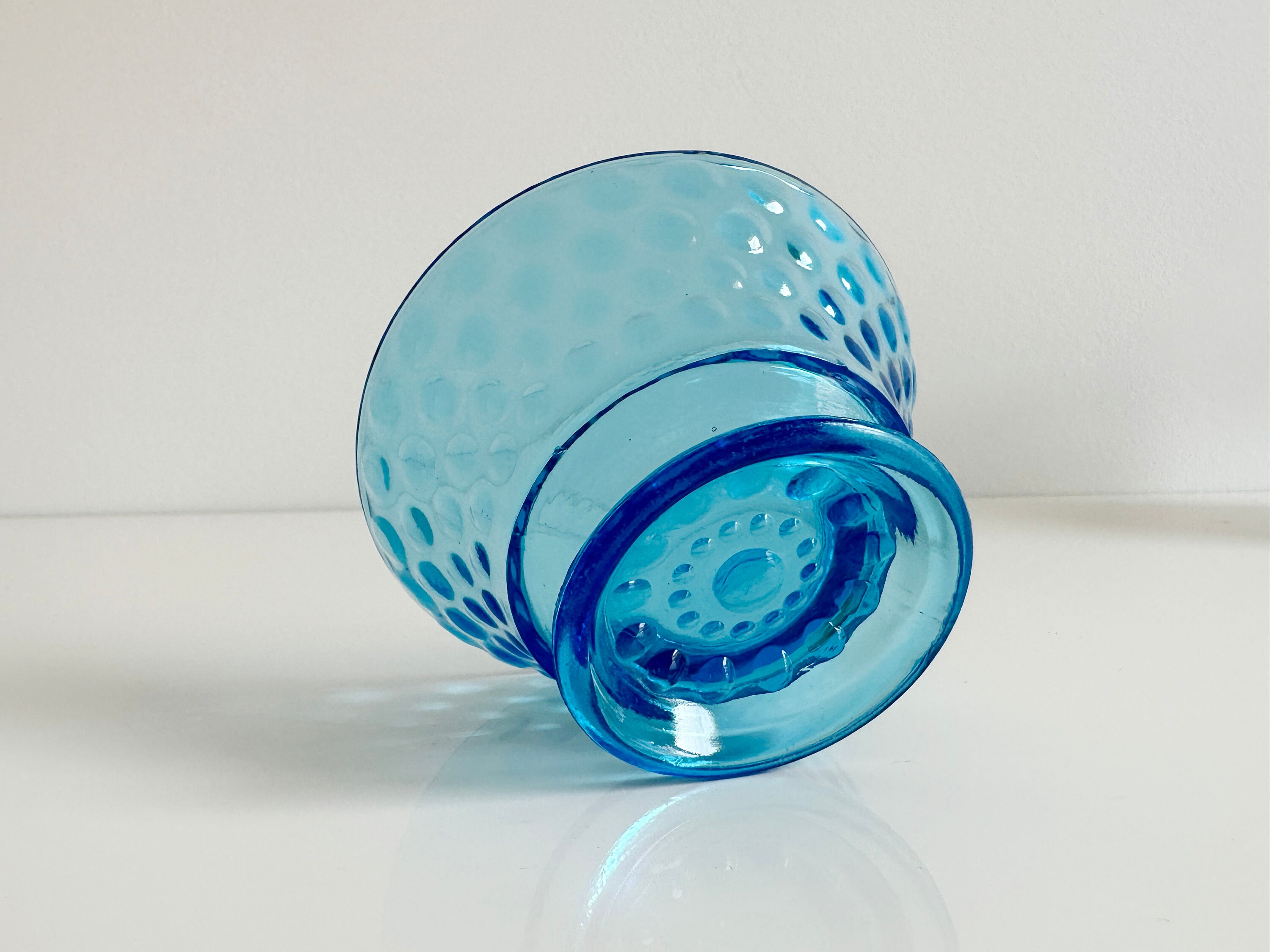 Dimpled Turquoise Blue Glass Sherbet Bowl Footed Vintage 1930s - Etsy