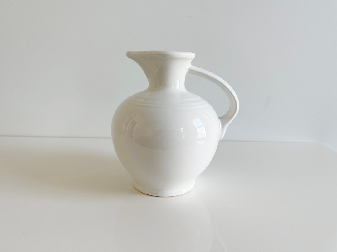 White Fiesta Ceramic Pitcher Carafe Jug by Homer Laughlin USA Vintage ...