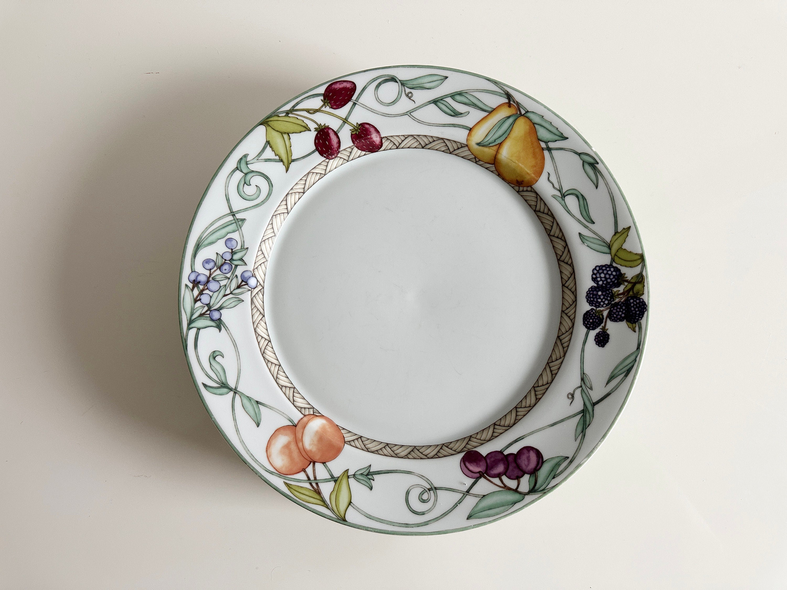 Umbrian Fruit Dinnerware Dinner Plates & Low Soup Bowls, Mugs by Dansk ...