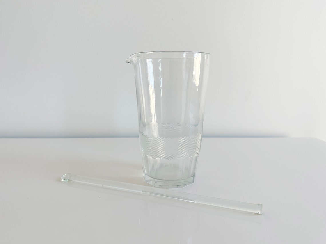 Mid-century Style Modern Glass Martini Pitcher With Glass - Etsy