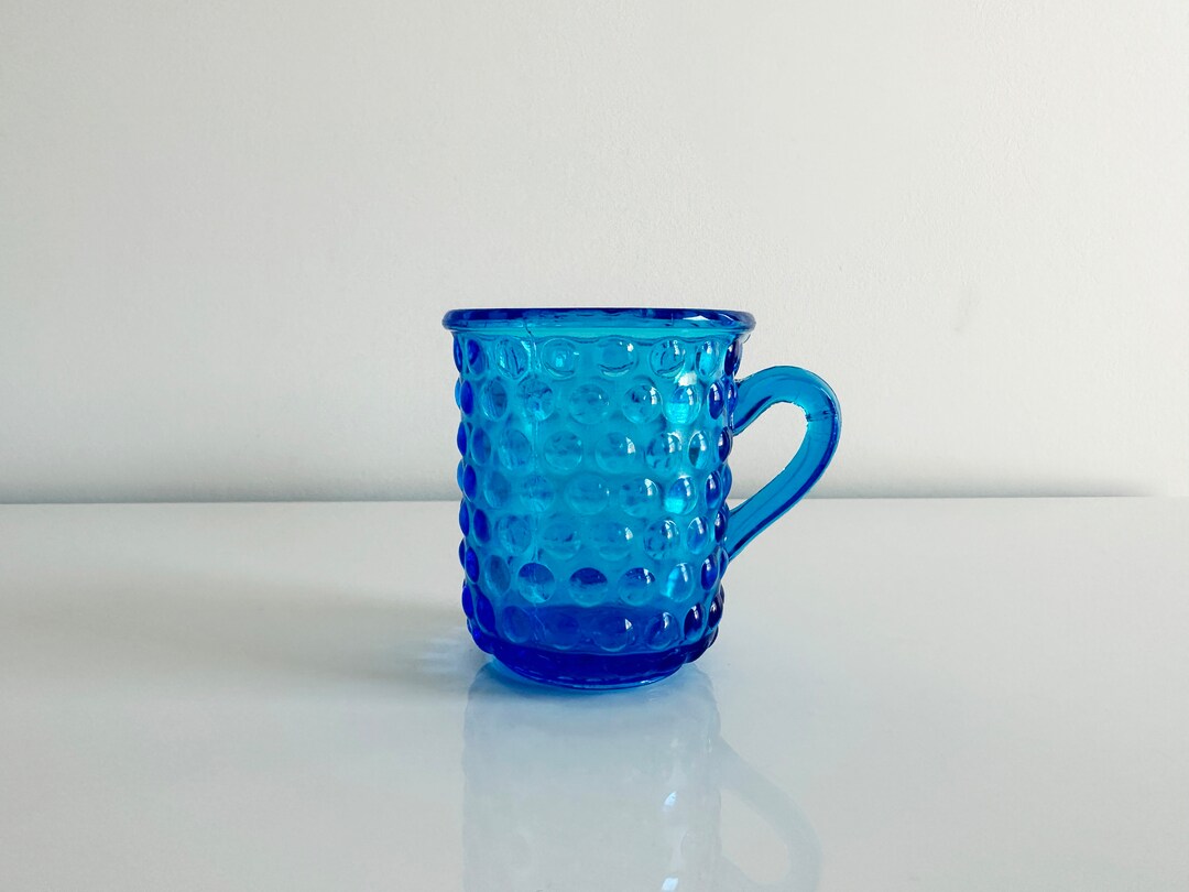 Hobnail Laser Blue Turquoise Glass Mug Vintage USA 1960s - Etsy