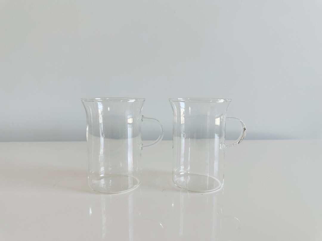 Set of 6 Borosilicate Glass Heat Resistant Flared Rim Tea Cups Coffee ...