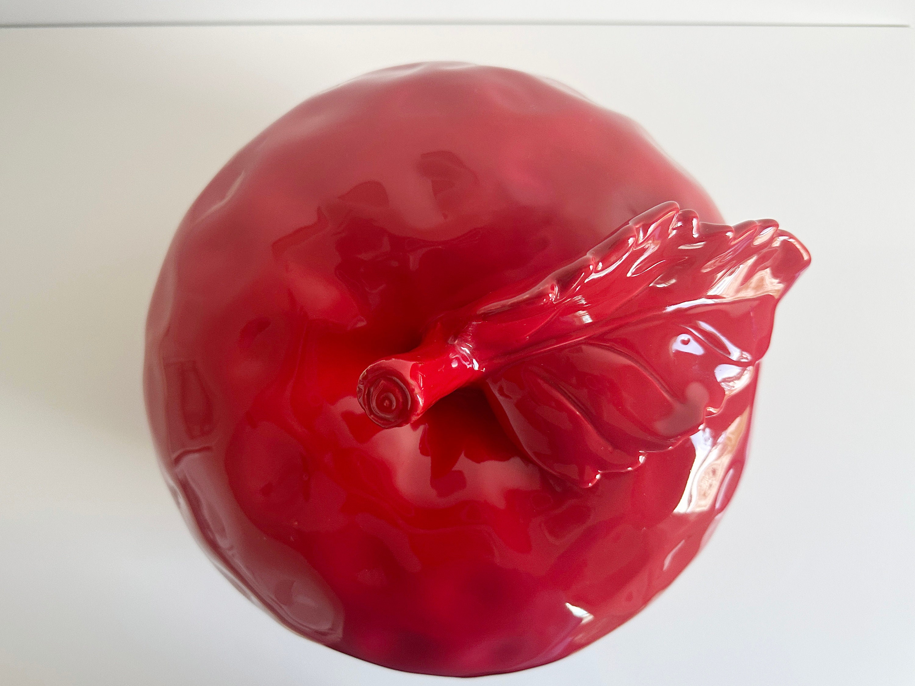 Giant Glossy Red Apple With Stem and Leaf Vintage - Etsy