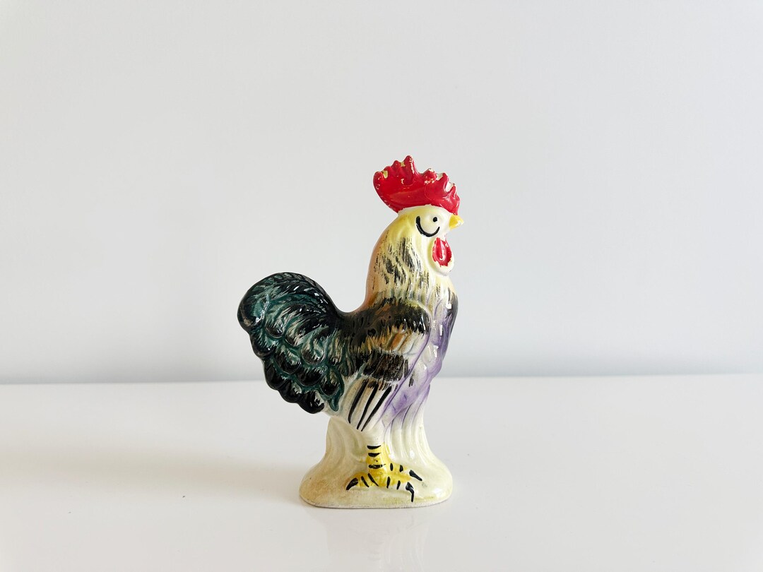 Colorful Ceramic Rooster Figurine Ceramic Mold Vintage - Etsy