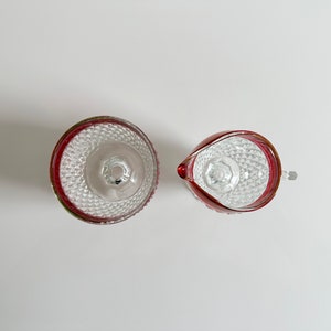Diamond Point Ruby Red Flashed Creamer & Open Sugar by Indiana Glass ...