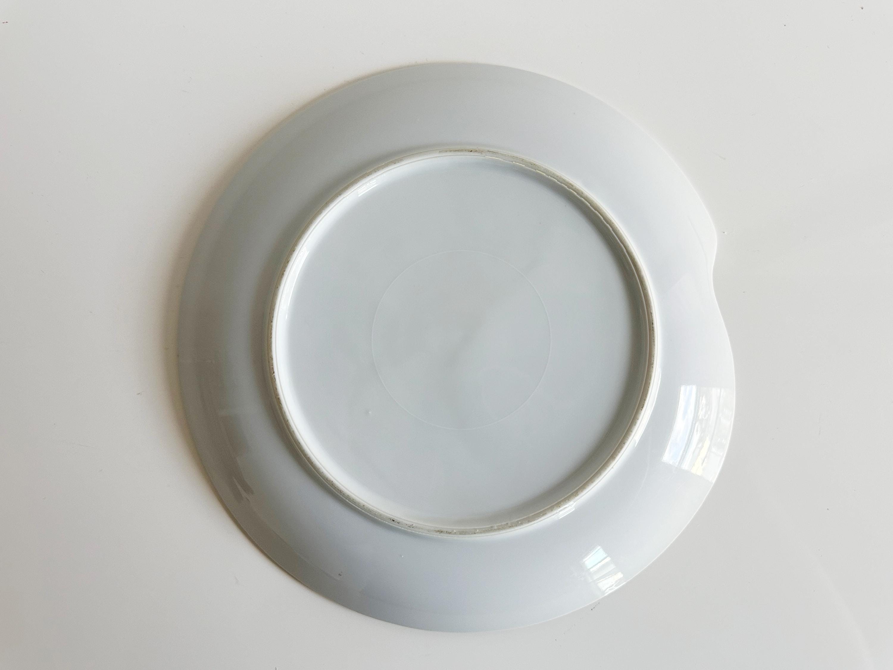 Set of 6 Mid-century Style Snack Plates Red Gray Feather Rim Vintage ...
