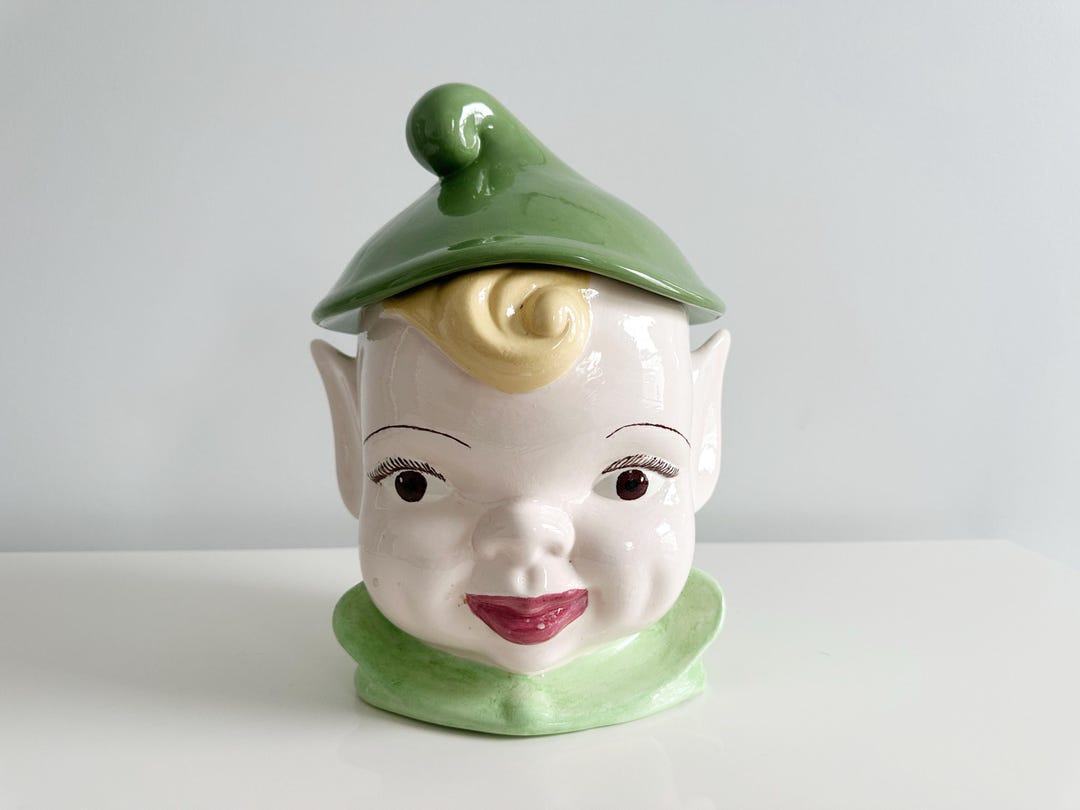 Vintage Pixie Elf Green Holland Mold Ceramic Cookie Jar - Etsy