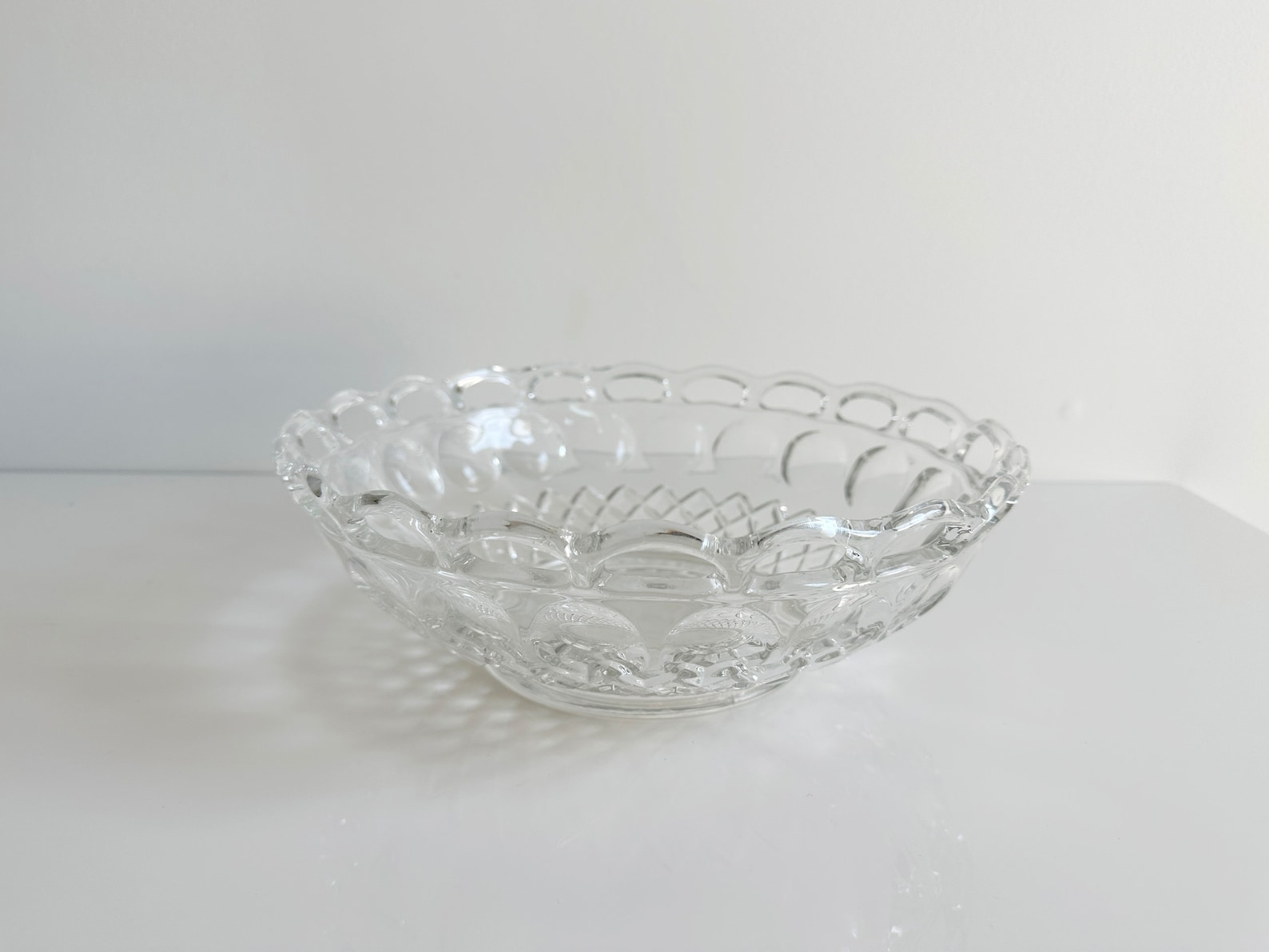 Lace Edge Clear Glass Bowl Scalloped Rim Centerpiece Vintage 1960s - Etsy