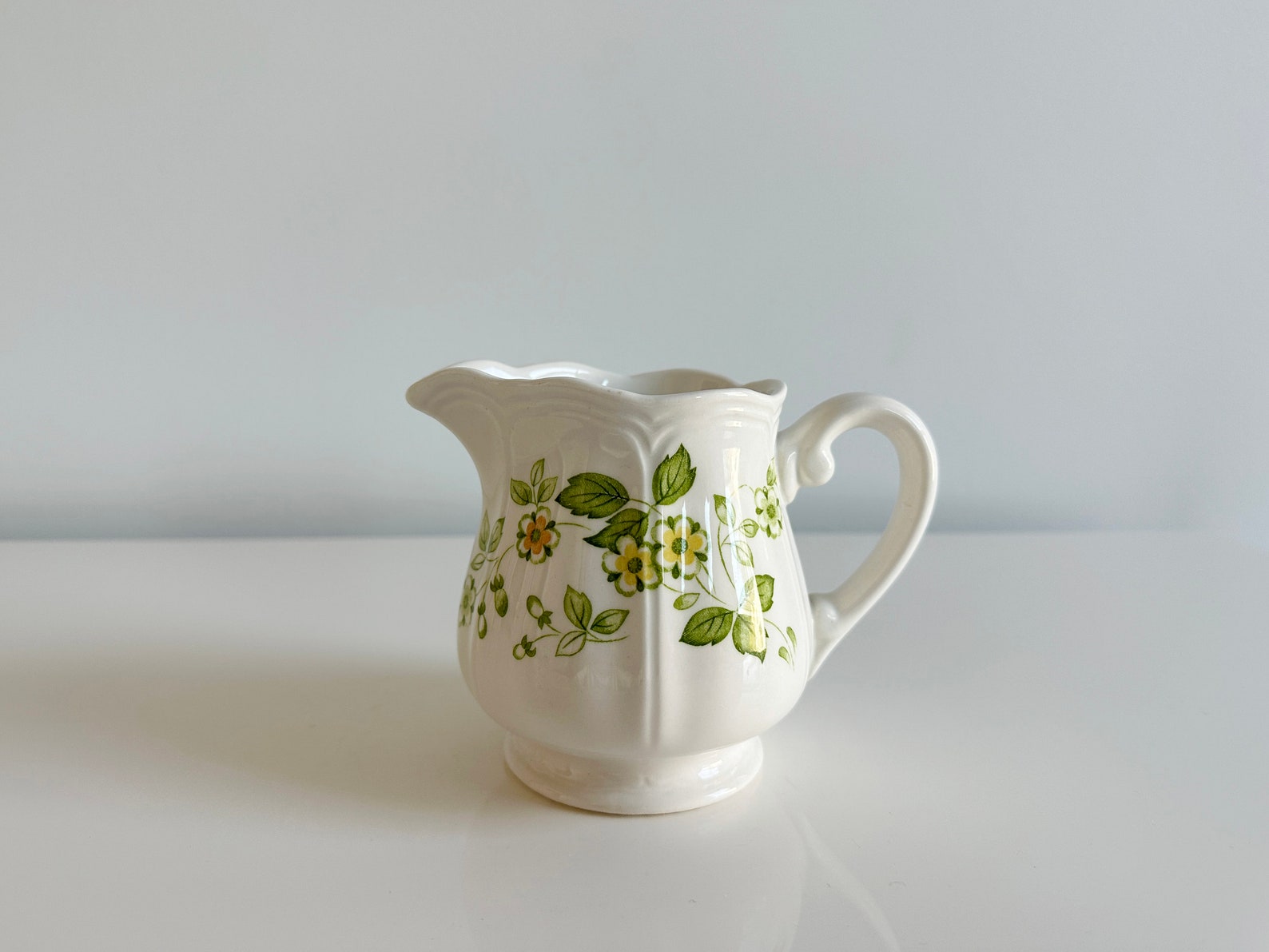 Sears Green Ironstone Petite Flora Mixed Lot: Plates, Sugar, Creamer ...
