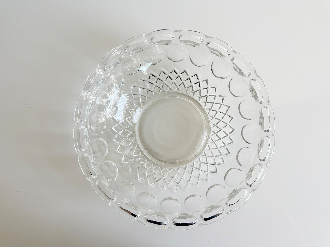 Lace Edge Clear Glass Bowl Scalloped Rim Centerpiece Vintage 1960s - Etsy