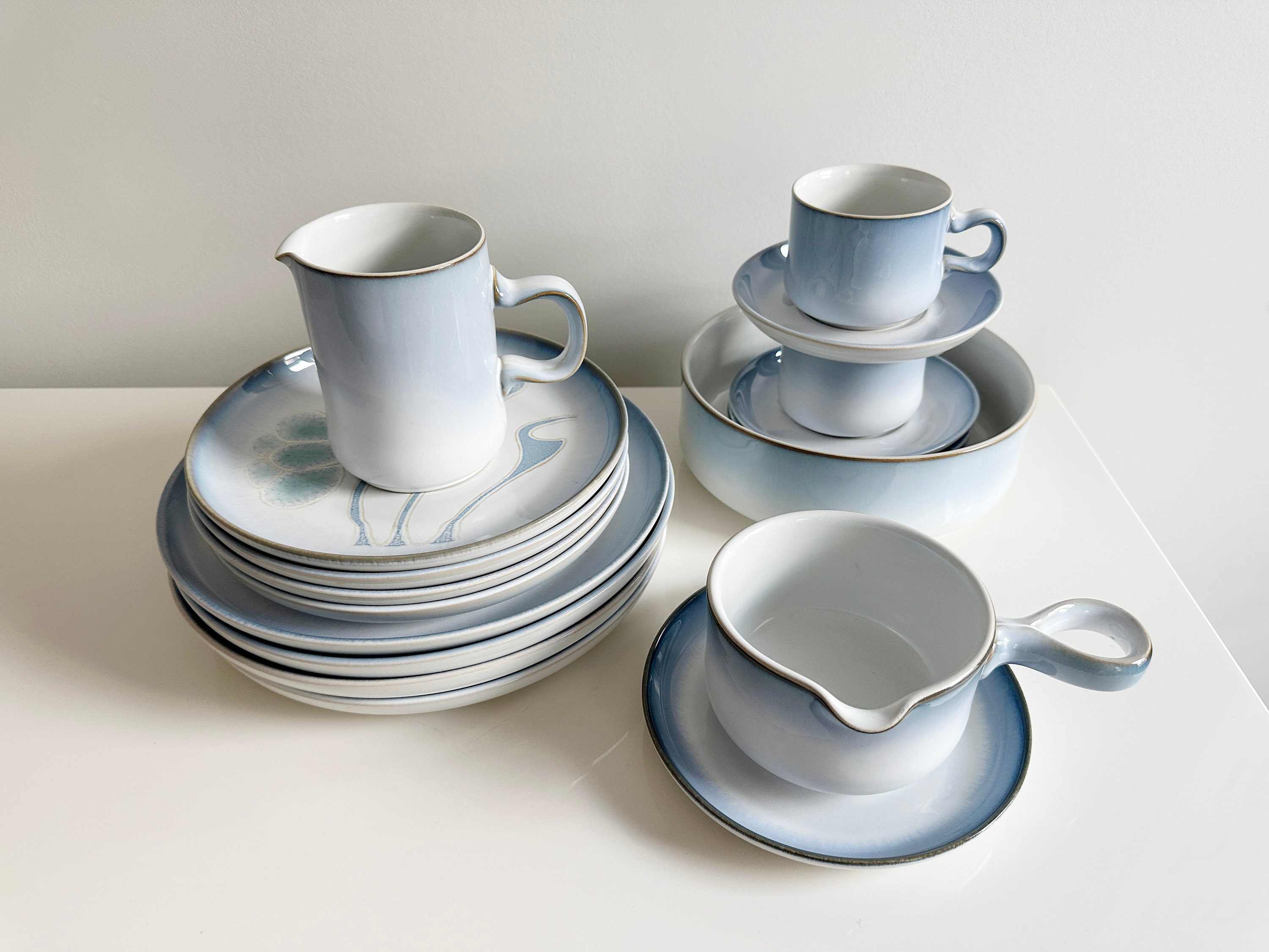 Denby Biarritz Blue Stoneware 17 Piece Lot of Dinnerware and - Etsy