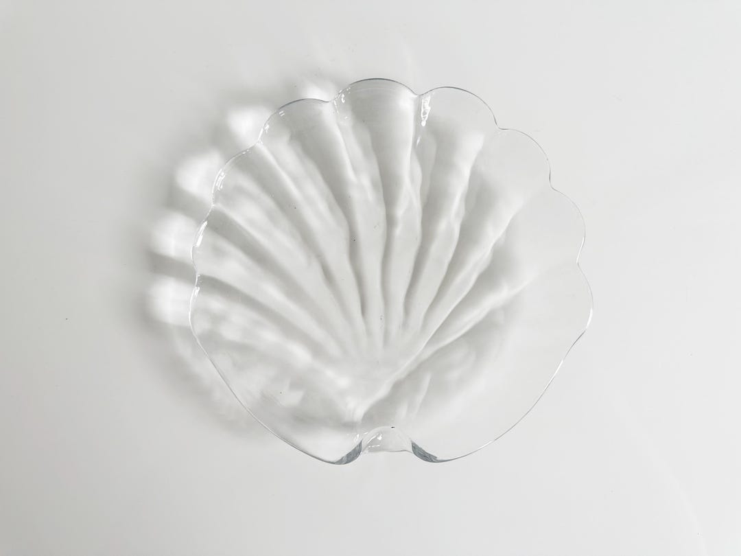 Pair of Two Clear Glass Shell Plates Handmade Vintage - Etsy